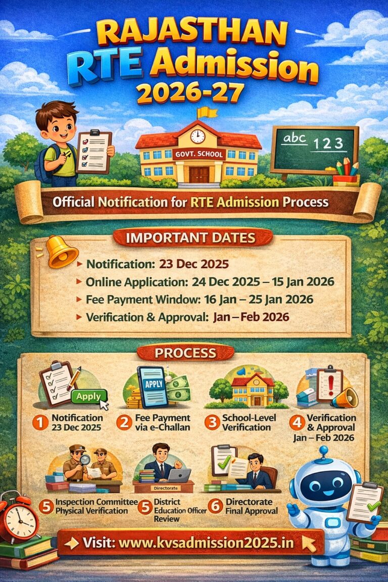 Rajasthan RTE Admission 2026-27 - KVS Admission 2026